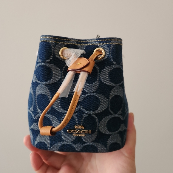 Coach | Bags | Coach Cz3 Drawstring Wristlet In Signature Denim | Poshmark